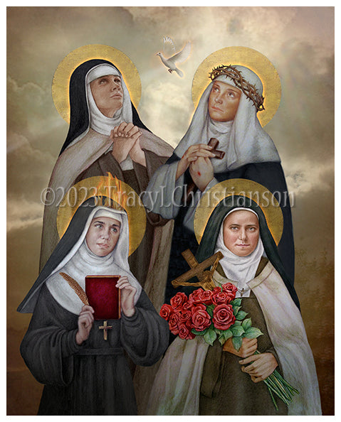 Women Doctors of the Church Print - Portraits of Saints