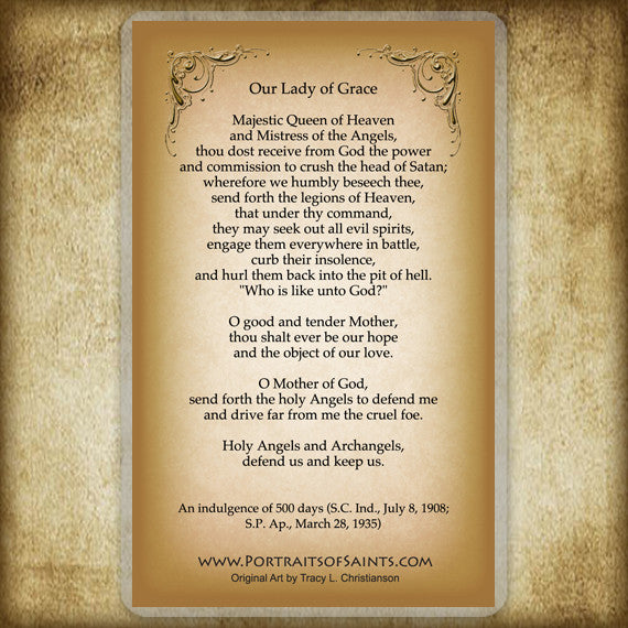 Our Lady of Grace Holy Card - Portraits of Saints