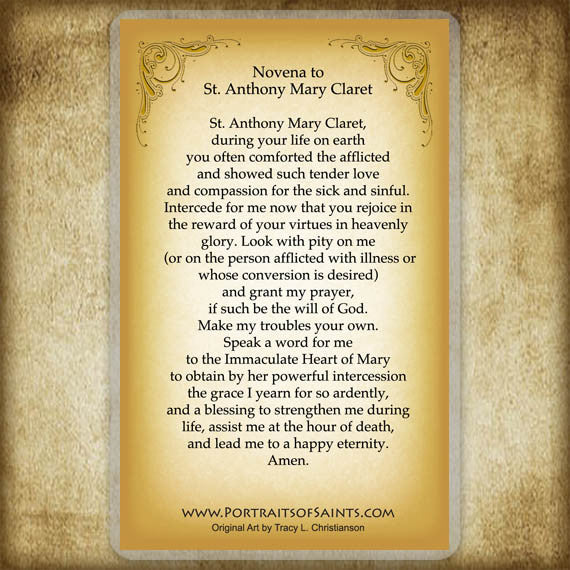 St. Anthony Mary Claret Holy Card - Portraits of Saints