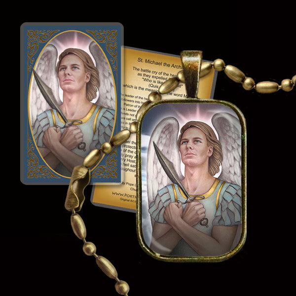 St. Michael the Archangel Pendant & Holy Card Gift Set - Portraits of ...