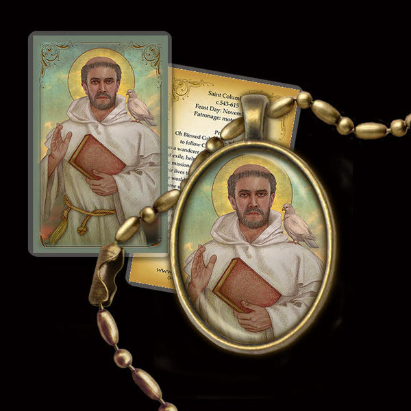 St. Columban Pendant & Holy Card Gift Set - Portraits of Saints