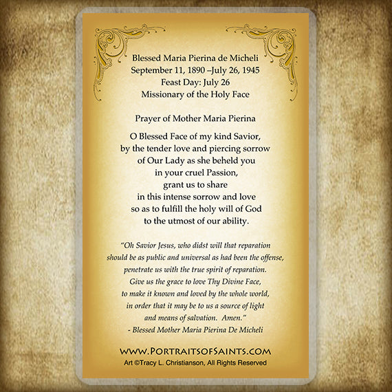 Bl. Maria Pierina de Micheli Holy Card - Portraits of Saints