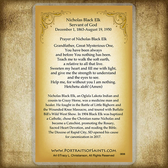 Nicholas Black Elk Holy Card - Portraits of Saints