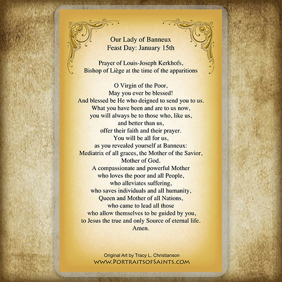 Our Lady of Banneux Holy Card - Portraits of Saints