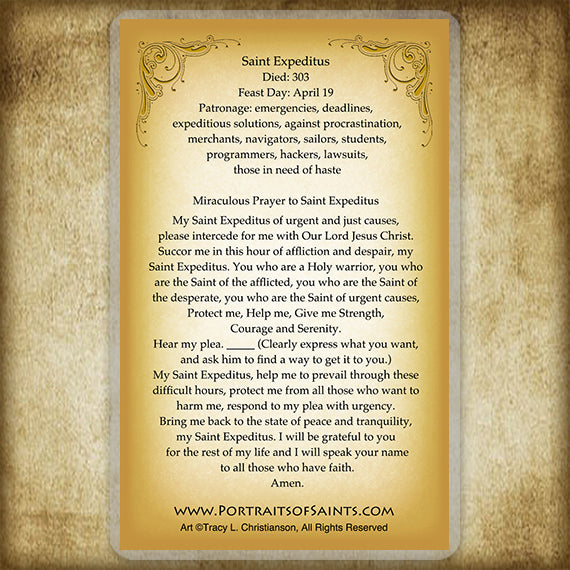 St. Expeditus Holy Card - Portraits of Saints