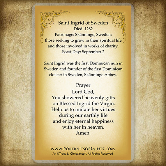 St. Ingrid of Sweden Holy Card - Portraits of Saints