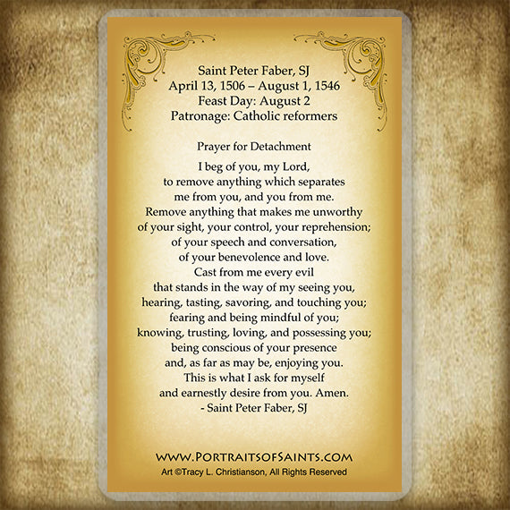 St. Peter Faber Holy Card - Portraits of Saints