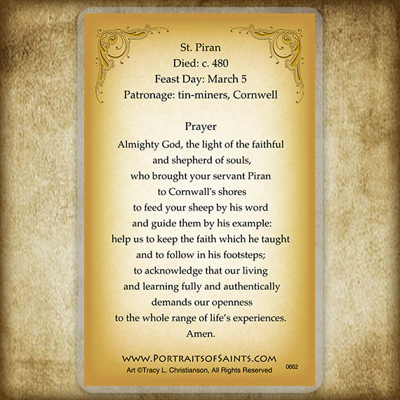 St. Piran Holy Card - Portraits of Saints