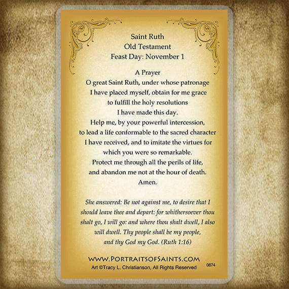 St. Ruth Holy Card - Portraits of Saints