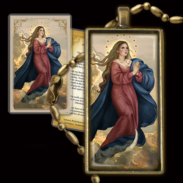 The Assumption of Mary Pendant & Holy Card Gift Set - Portraits of Saints
