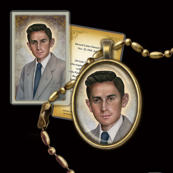 Bl. Carlos Manuel Rodríguez Pendant & Holy Card Gift Set - Portraits of ...