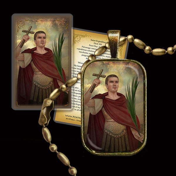 St. Expeditus Pendant & Holy Card Gift Set - Portraits of Saints