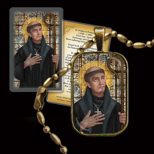 St. Walter of Pontoise Pendant & Holy Card Gift Set - Portraits of Saints