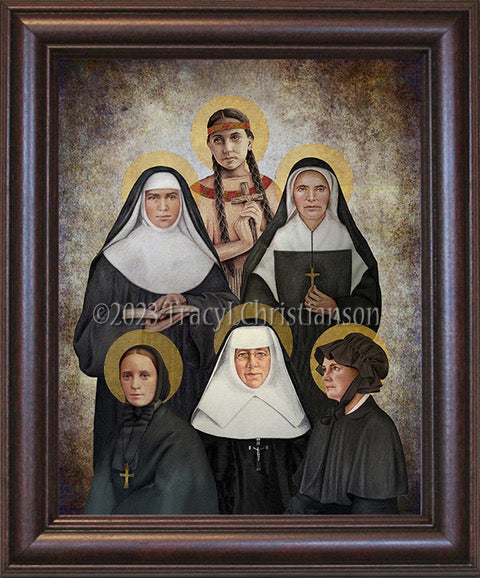American Female Saints Framed Art - Portraits of Saints
