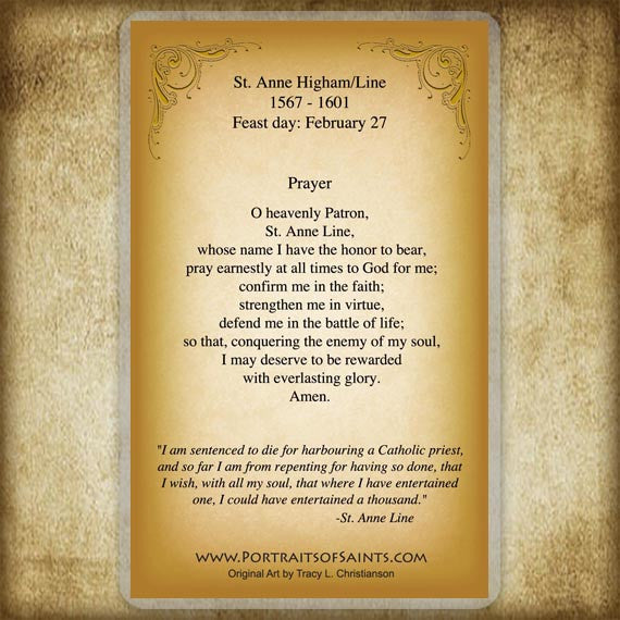 St. Anne Line Holy Card - Portraits of Saints