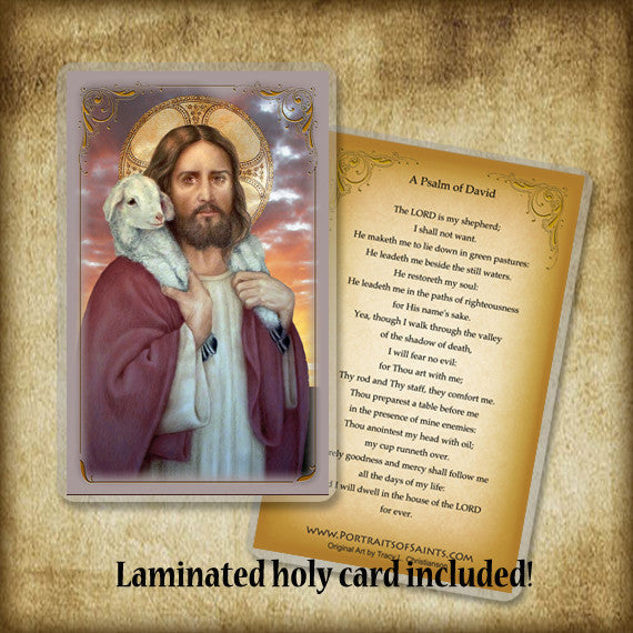 The Good Shepherd Plaque & Holy Card Gift Set - Portraits of Saints