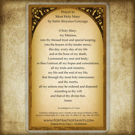 St. Aloysius Gonzaga Holy Card - Portraits of Saints