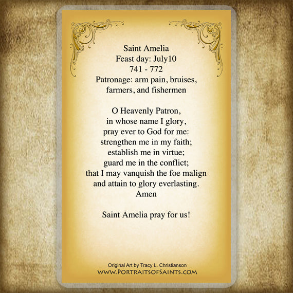St. Amelia Holy Card - Portraits of Saints
