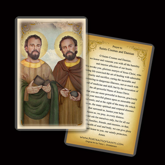 St. Cosmas and St. Damian Holy Card - Portraits of Saints