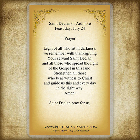 St. Declan of Ardmore Holy Card - Portraits of Saints