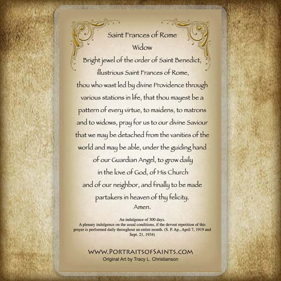 St. Frances of Rome Holy Card - Portraits of Saints