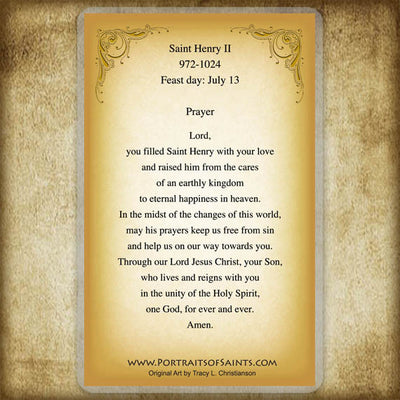 St. Henry II, Holy Roman Emperor Holy Card - Portraits of Saints