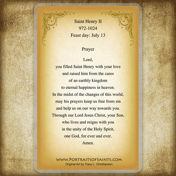 St. Henry II, Holy Roman Emperor Holy Card - Portraits of Saints