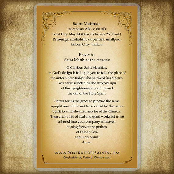 St. Matthias Holy Card - Portraits of Saints