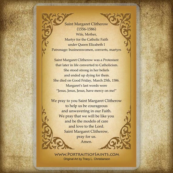 St. Margaret Clitherow Holy Card - Portraits of Saints