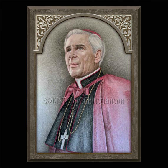 Bishop Fulton Sheen Plaque & Holy Card Gift Set - Portraits of Saints