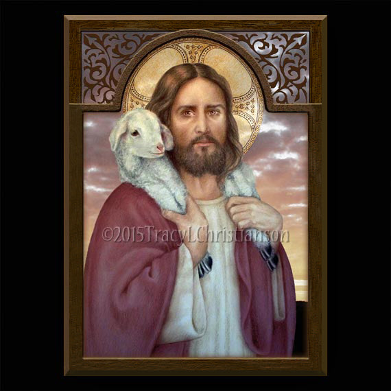 The Good Shepherd Plaque & Holy Card Gift Set - Portraits of Saints