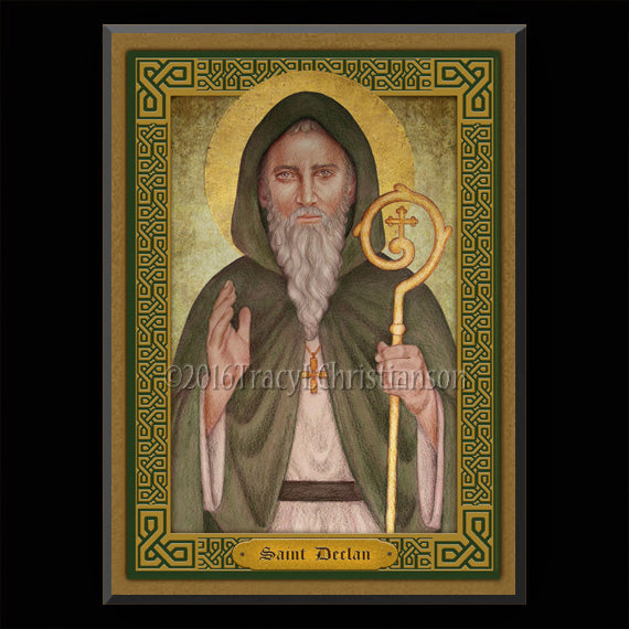 St. Declan of Ardmore Plaque & Holy Card Gift Set - Portraits of Saints