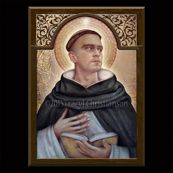 St. Dominic Plaque & Holy Card Gift Set - Portraits of Saints