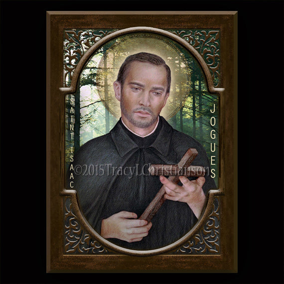 St. Isaac Jogues Plaque & Holy Card Gift Set - Portraits of Saints