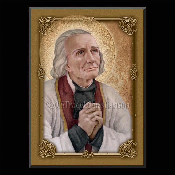 St. John Vianney Plaque & Holy Card Gift Set - Portraits of Saints