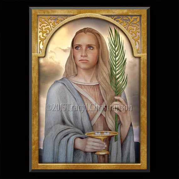 St. Lucy Plaque & Holy Card Gift Set - Portraits of Saints