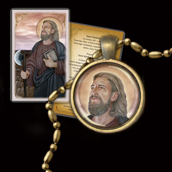 St. Matthias Pendant & Holy Card Gift Set - Portraits of Saints