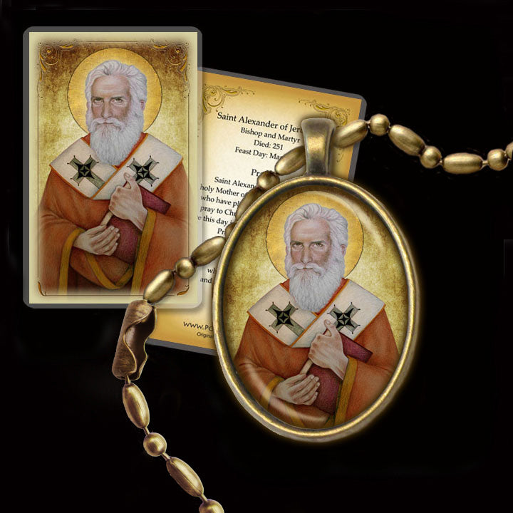 St. Alexander of Jerusalem Pendant & Holy Card Gift Set - Portraits of ...