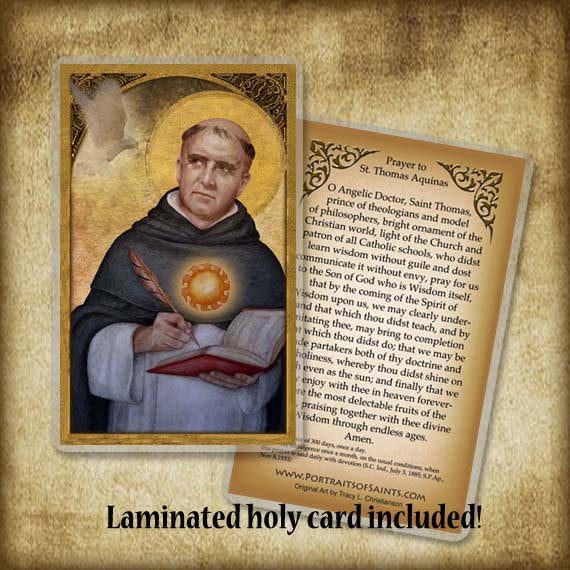 St. Thomas Aquinas Pendant & Holy Card Gift Set - Portraits of Saints