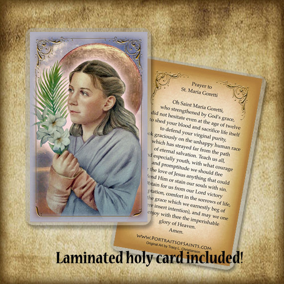 St. Maria Goretti Pendant & Holy Card Gift Set - Portraits of Saints