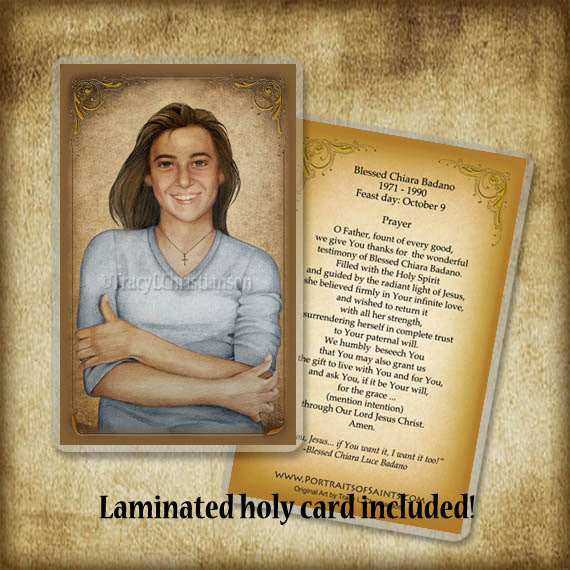 Bl. Chiara Luce Badano Pendant & Holy Card Gift Set - Portraits of Saints
