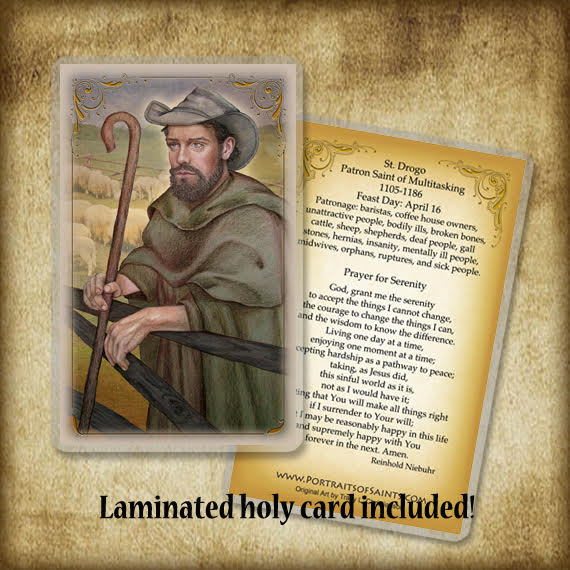 St. Drogo Plaque & Holy Card Gift Set - Portraits of Saints