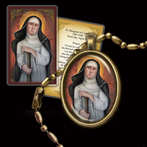 St. Margaret of Castello Pendant & Holy Card Gift Set - Portraits of Saints
