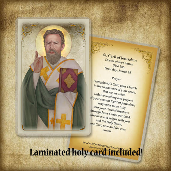 St. Cyril of Jerusalem Pendant & Holy Card Gift Set - Portraits of Saints