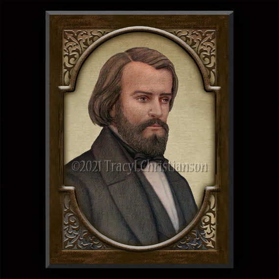 Bl. Frederic Ozanam Plaque & Holy Card Gift Set - Portraits of Saints
