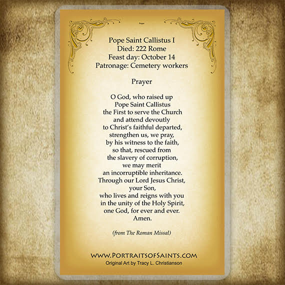 Pope St. Callistus I Holy Card - Portraits of Saints