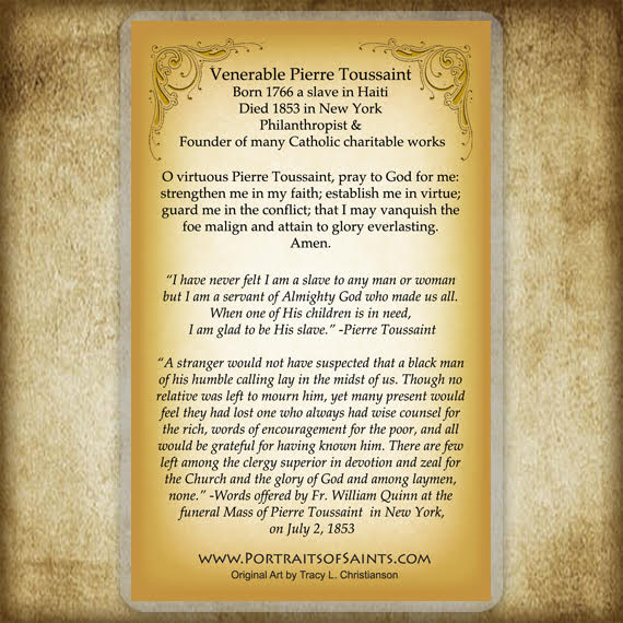 Pierre Toussaint Holy Card - Portraits of Saints