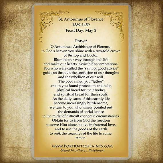 St. Antoninus of Florence Holy Card - Portraits of Saints
