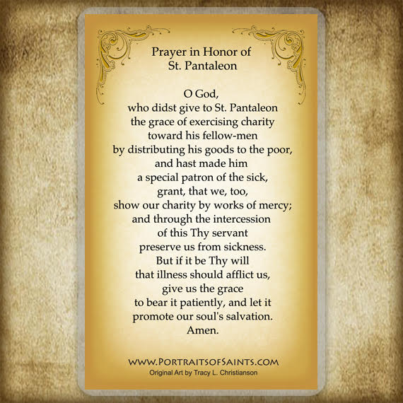 St. Pantaleon Holy Card - Portraits of Saints