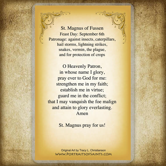 St. Magnus of Fussen Holy Card - Portraits of Saints